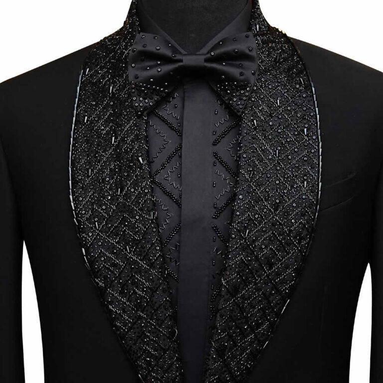 Shop Now Black Tuxedo With Stone Work - Perfect Fit Guarantee